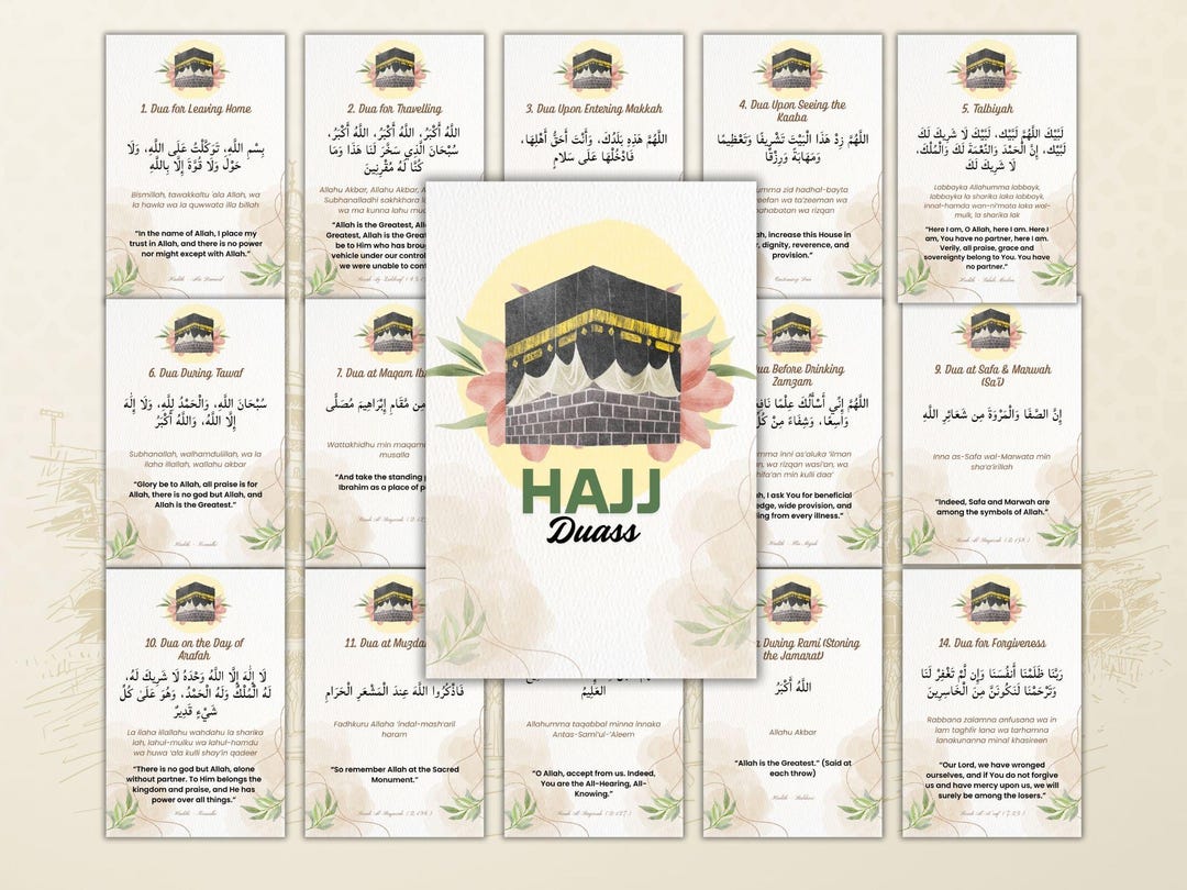 Hajj Duas Cards Printable | Islamic Supplications for Hajj & Umrah | A4 ...
