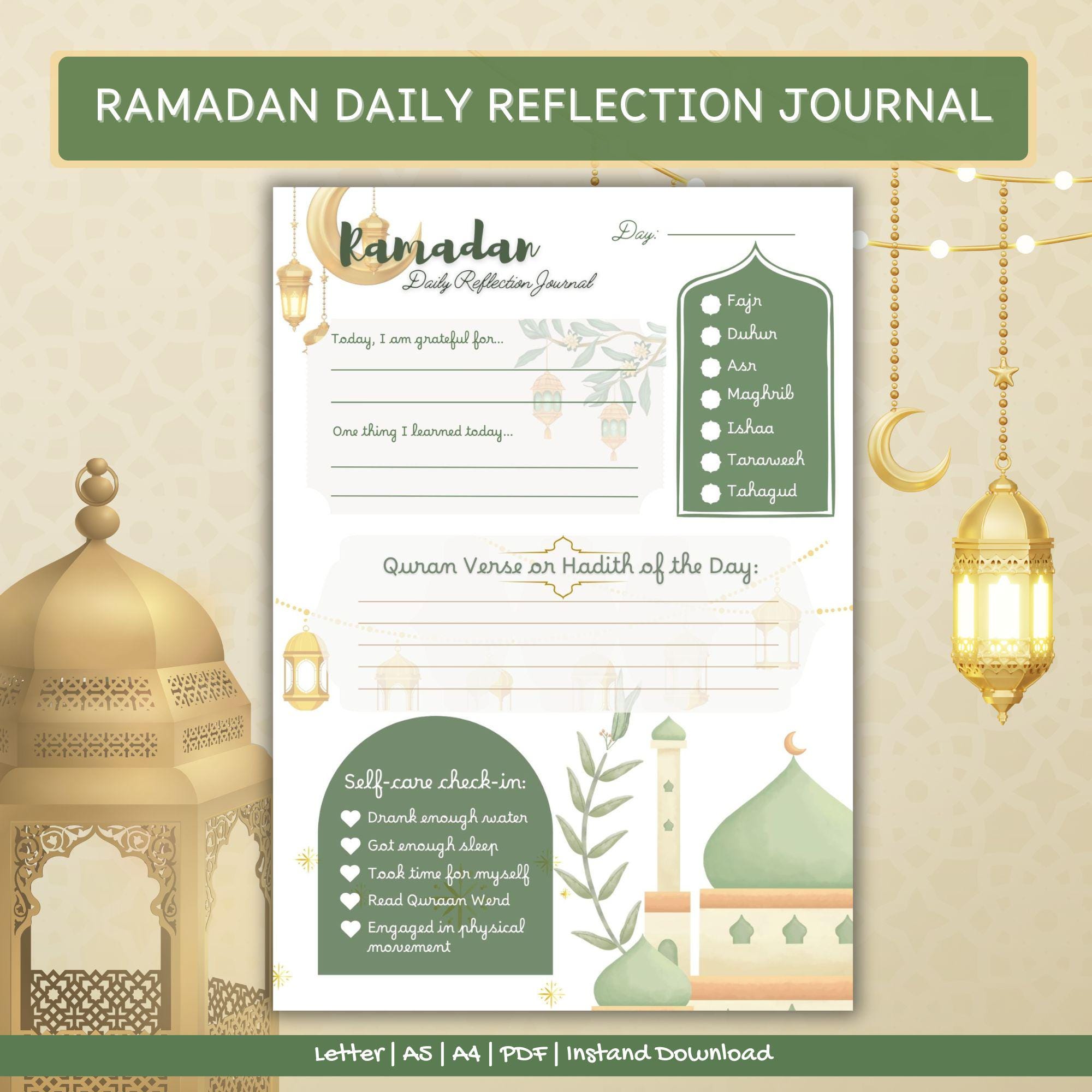 Ramadan Daily Reflection Journal Printable | Islamic Ramadan Planner ...