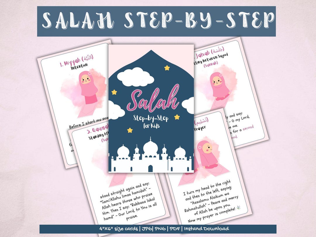 Salah Step-by-step Guide for Kids: Islamic Prayer (A4 PDF Digital ...