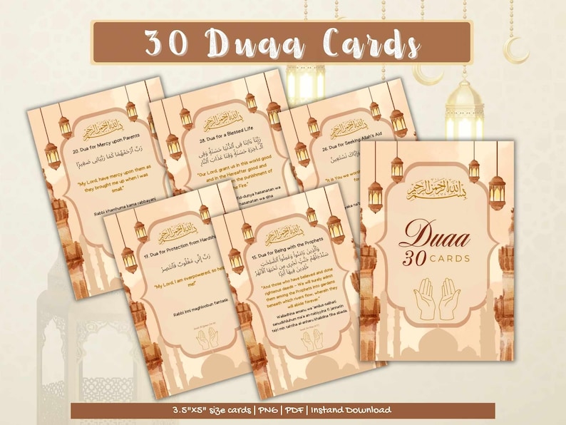 30 Quranic Dua Cards Printable | Muslim Daily Supplications | Arabic ...