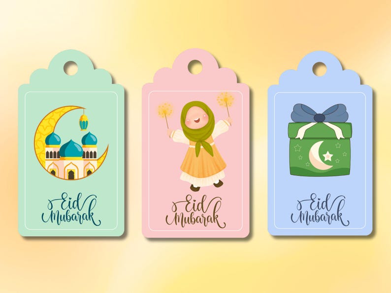 Eid Gift Tags Printable | Eid Mubarak Favor Tags | Muslim Gift Wrapping ...