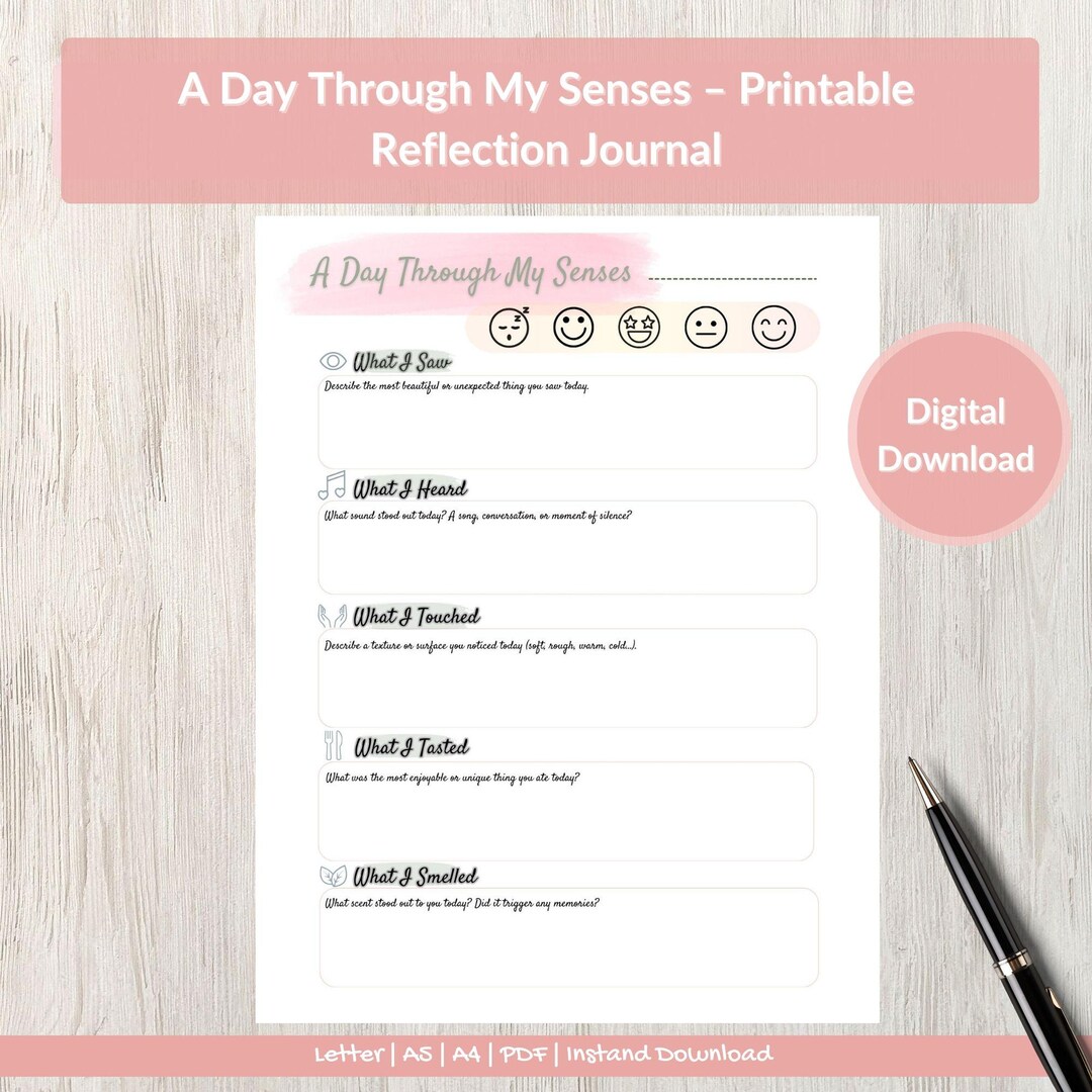 A Day Through My Senses - Printable Mindfulness Journal | Self ...