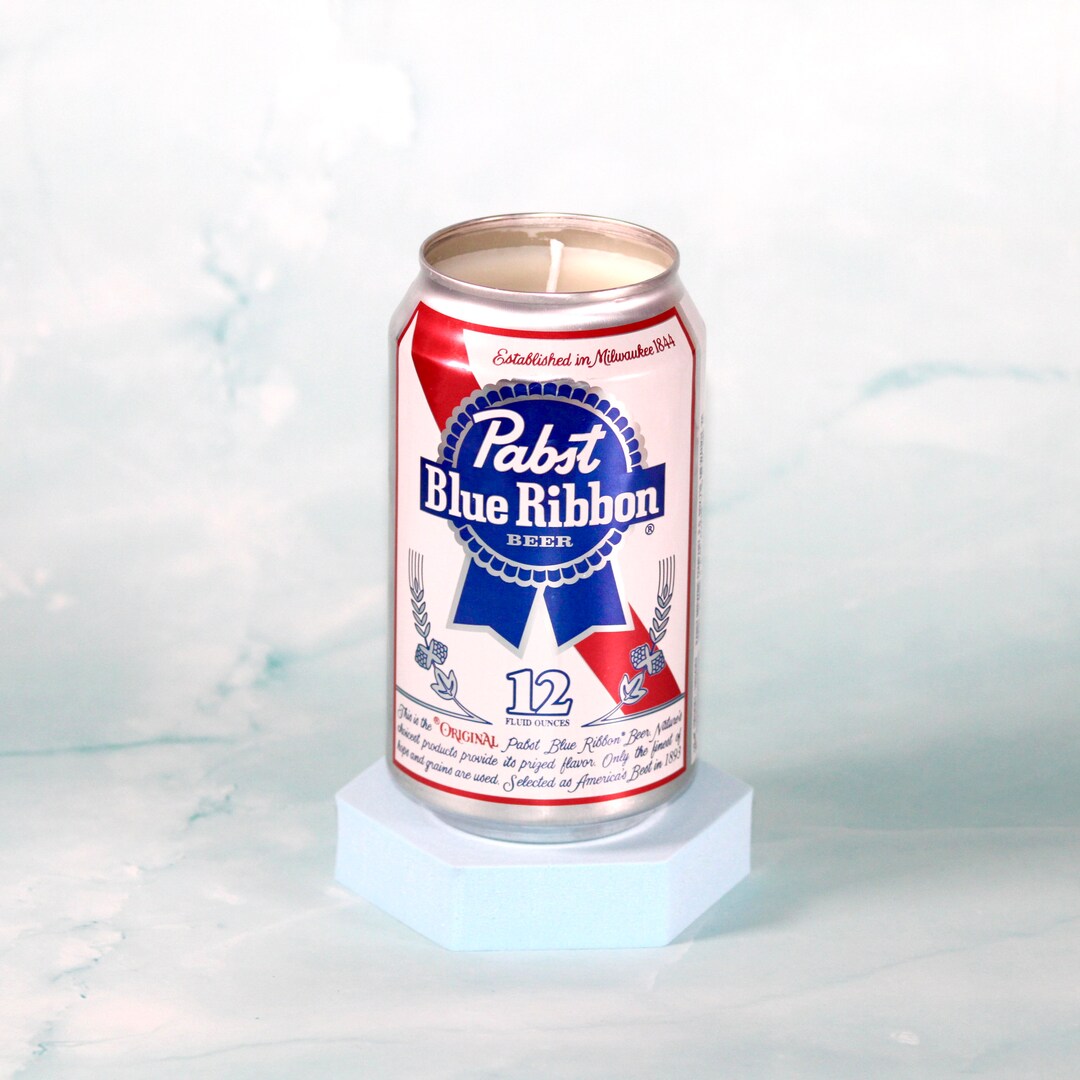 Pabst Blue Ribbon Beer Candle Upcycled 12 Ounce Candle Valentines Day ...