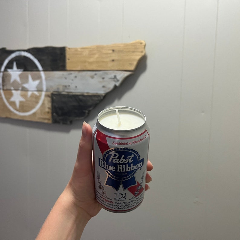 Pabst Blue Ribbon Beer Candle Upcycled 12 Ounce Candle Valentines Day ...