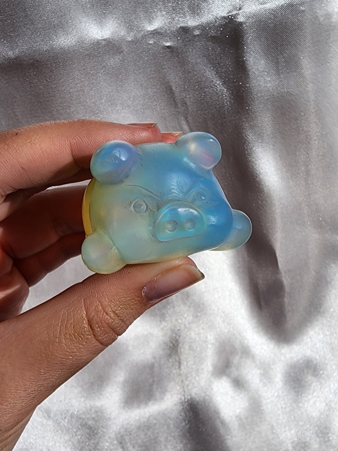 White Opalite Chubby Pig Carving Crystal Pig Polished Man - Etsy