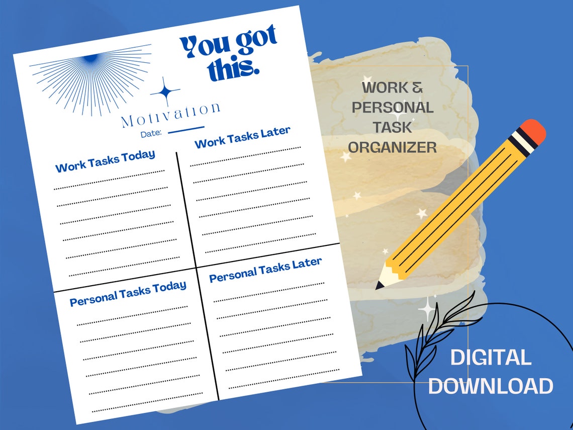 Daily Work/personal to Do List Printable PDF | Motivation | Organize ...