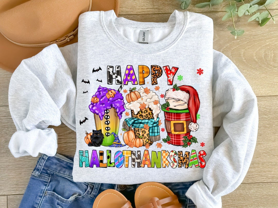 Hallothanksmas Coffee Sweatshirt, Happy Hallothanksmas Shirt, Christmas ...