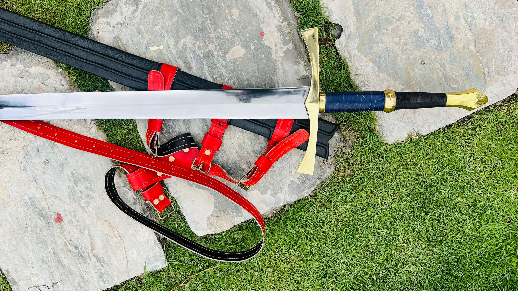 EGKH 39 Medieval Knight Arming Sword High Carbon Steel Blade Two-handed ...