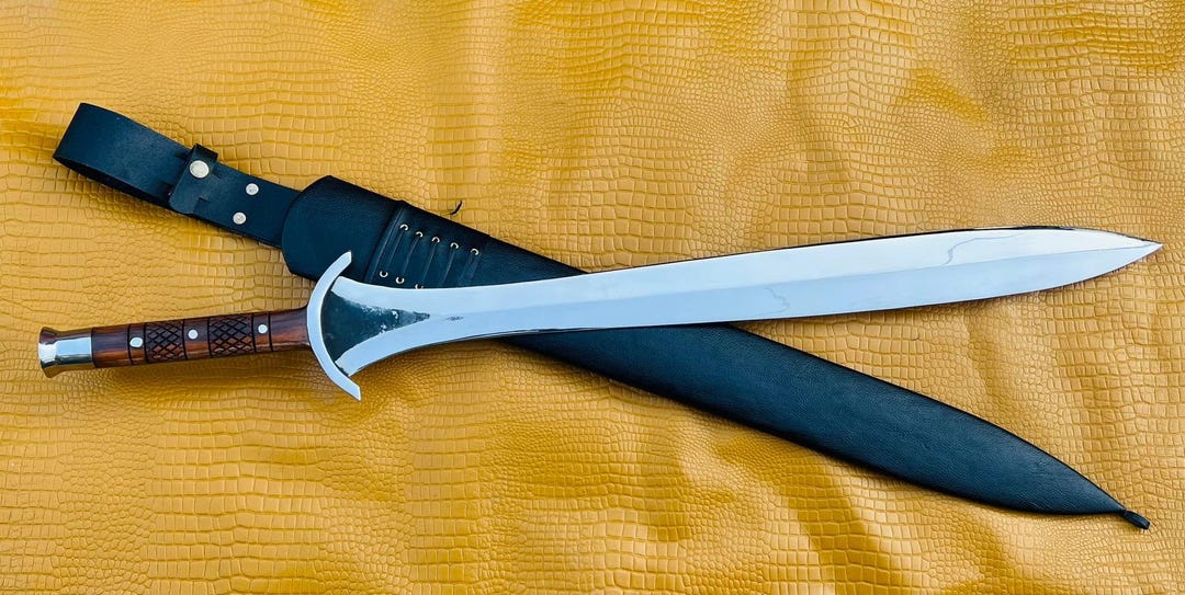 28 Blade Hand-forged Sword-ready Leaf-shaped Sword With Leather ...