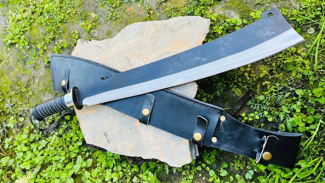 18-inch Hand-forged Bushcraft Machete Full Tang Carbon Steel Blade With ...
