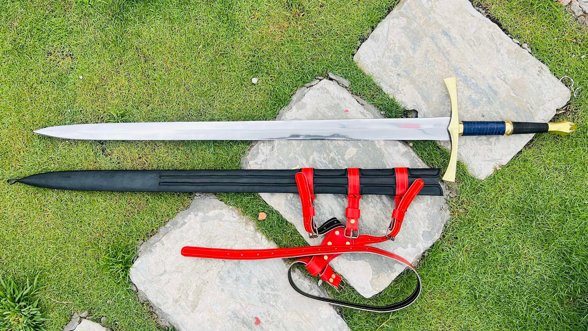 EGKH 39 Medieval Knight Arming Sword High Carbon Steel Blade Two-handed ...