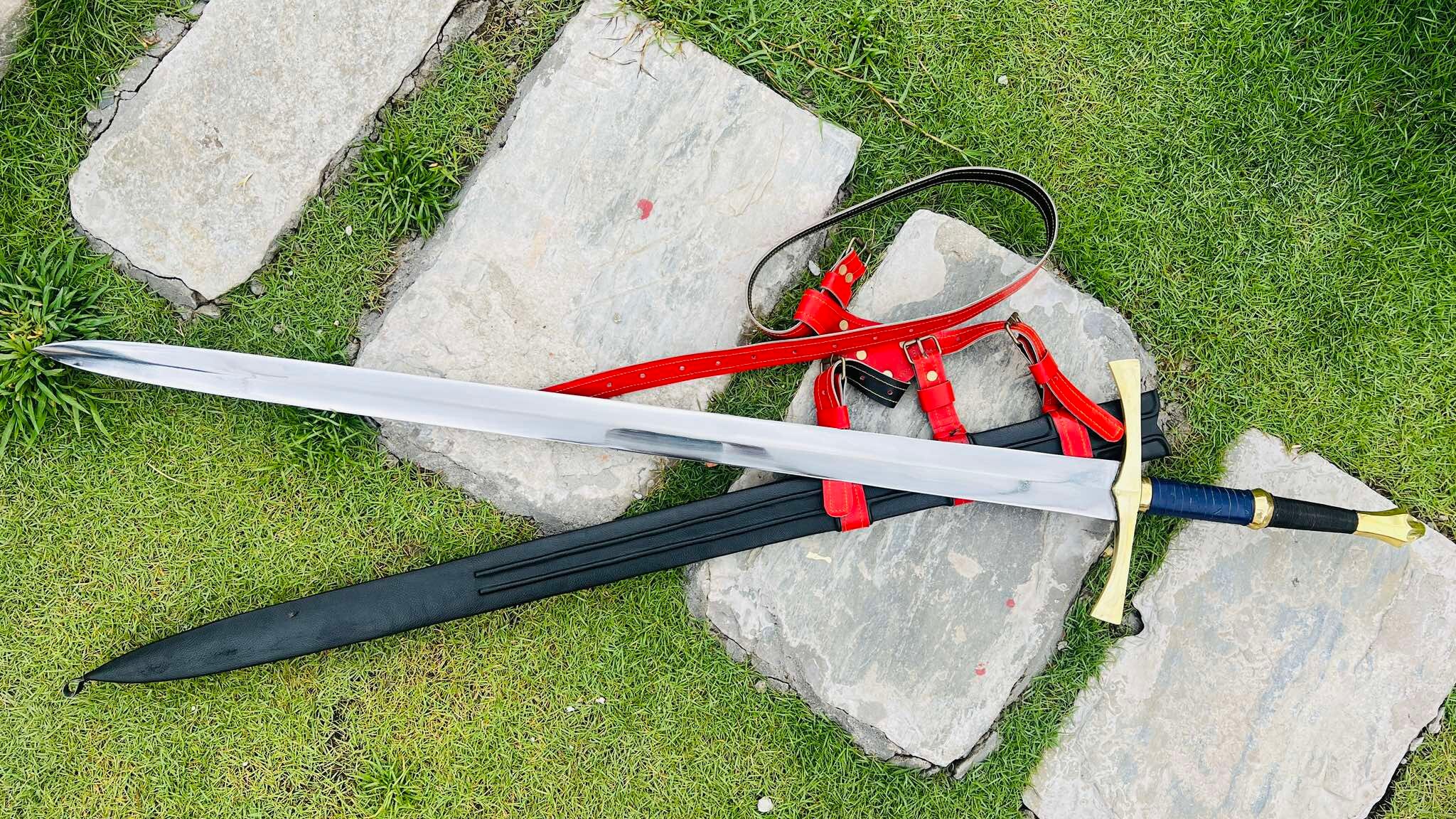 EGKH 39 Medieval Knight Arming Sword High Carbon Steel Blade Two-handed ...