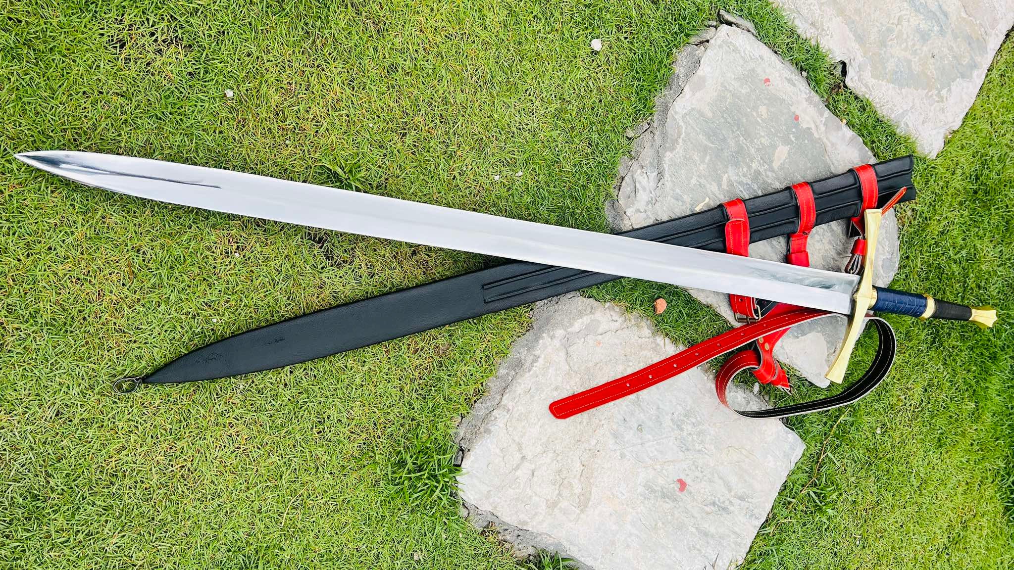 EGKH 39 Medieval Knight Arming Sword High Carbon Steel Blade Two-handed ...