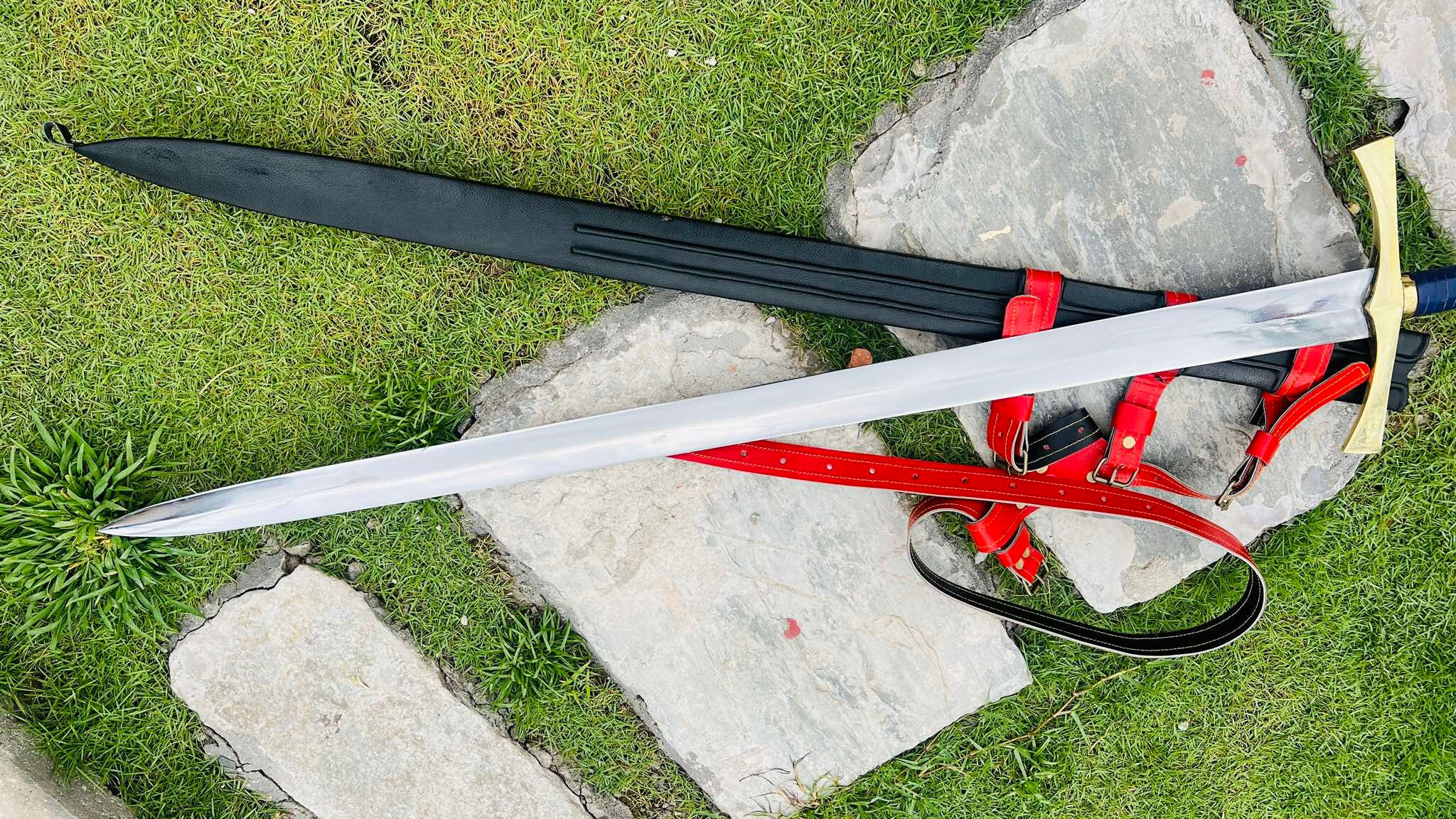 EGKH 39 Medieval Knight Arming Sword High Carbon Steel Blade Two-handed ...