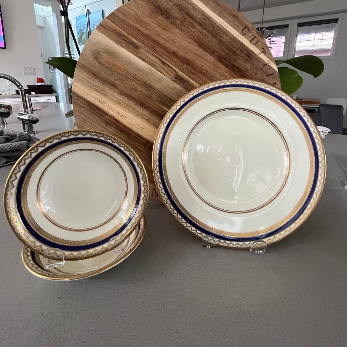 Royal Doulton Ivory Blue and Gold Luncheon Plate and Dessert - Etsy