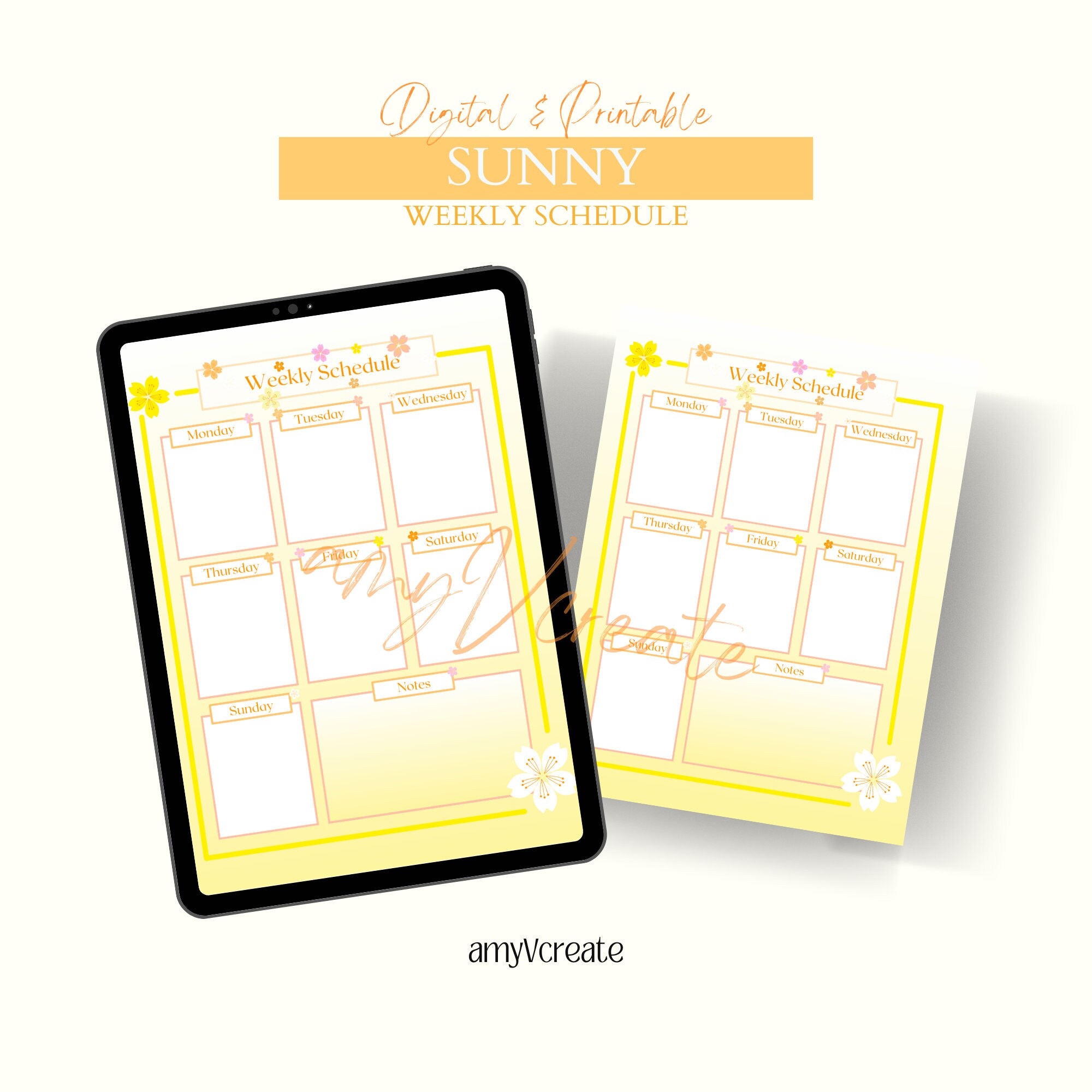 Sunny Flower Weekly Schedule/planner Digital/printable - Etsy