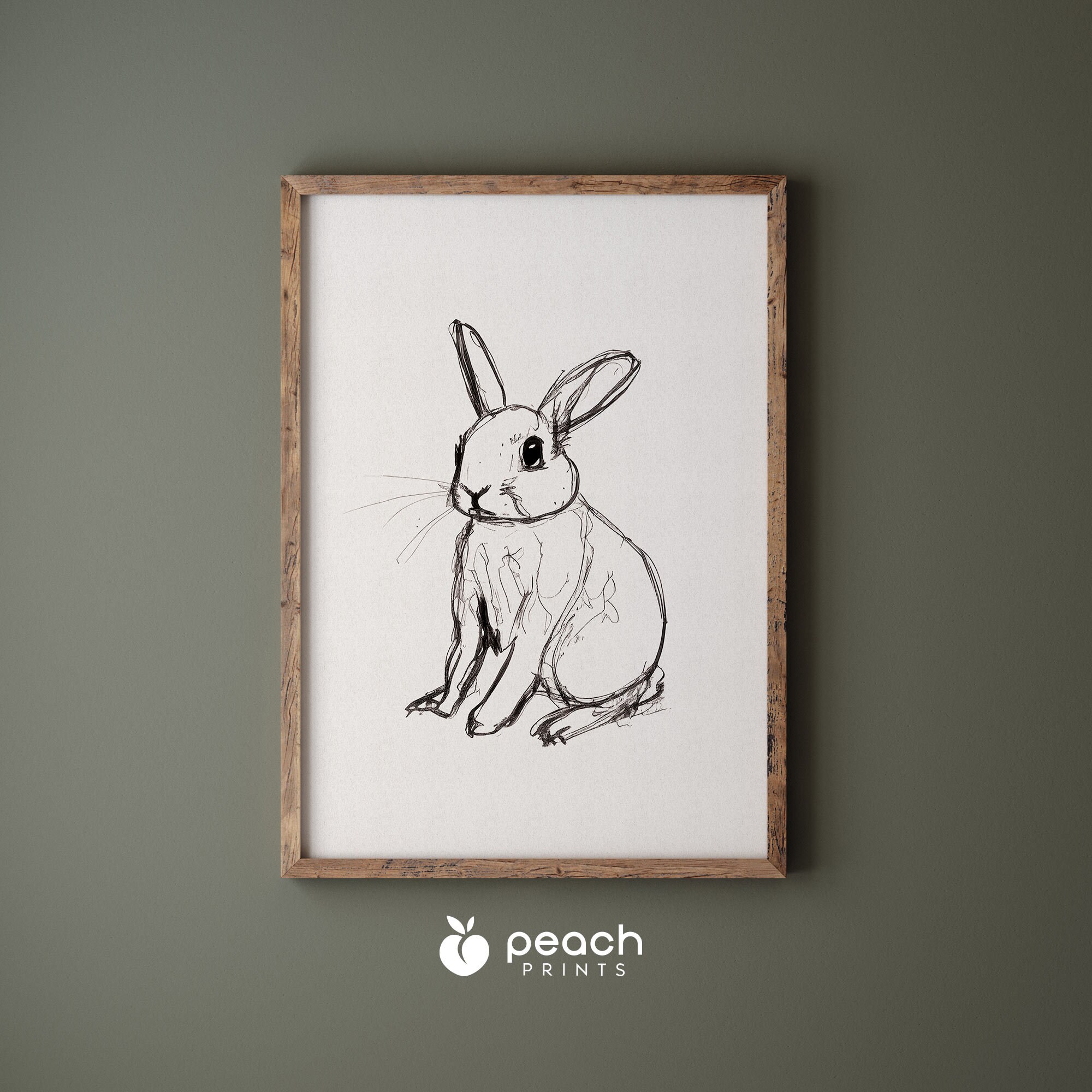 Rabbit Sketch Drawing, Printable, Spring Bunny Print, Easter Art Prints ...