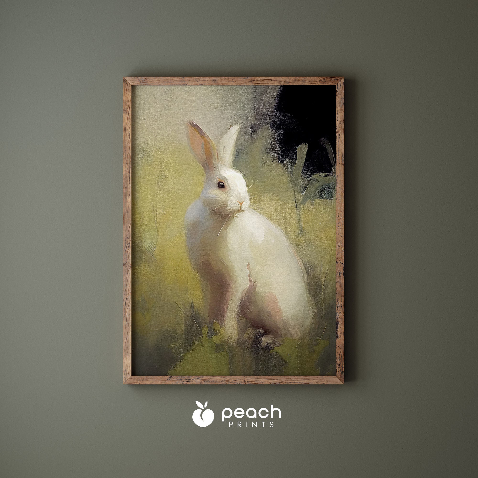 Spring White Rabbit Print, Printable, Easter Art Prints, Nursery Wall ...