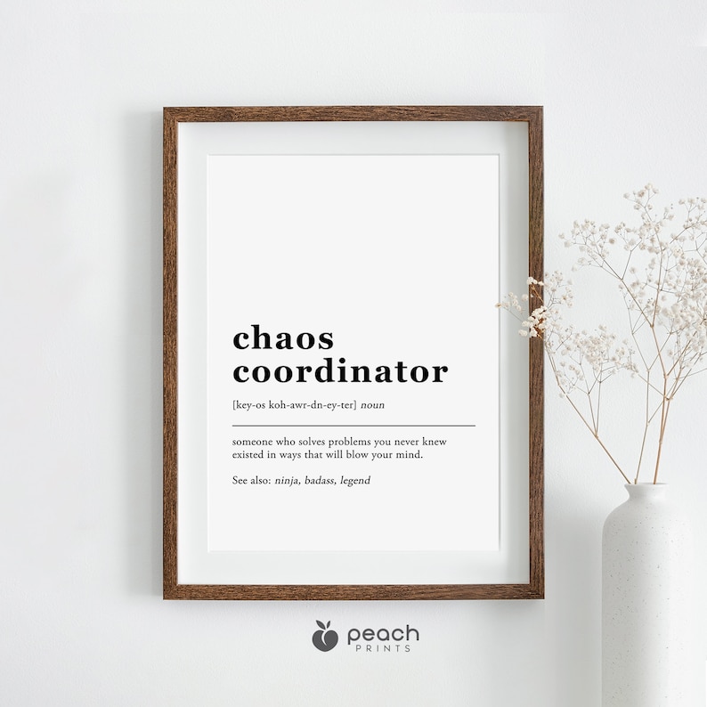 Chaos Coordinator Definition Printable Art Office Gift Ideas - Etsy