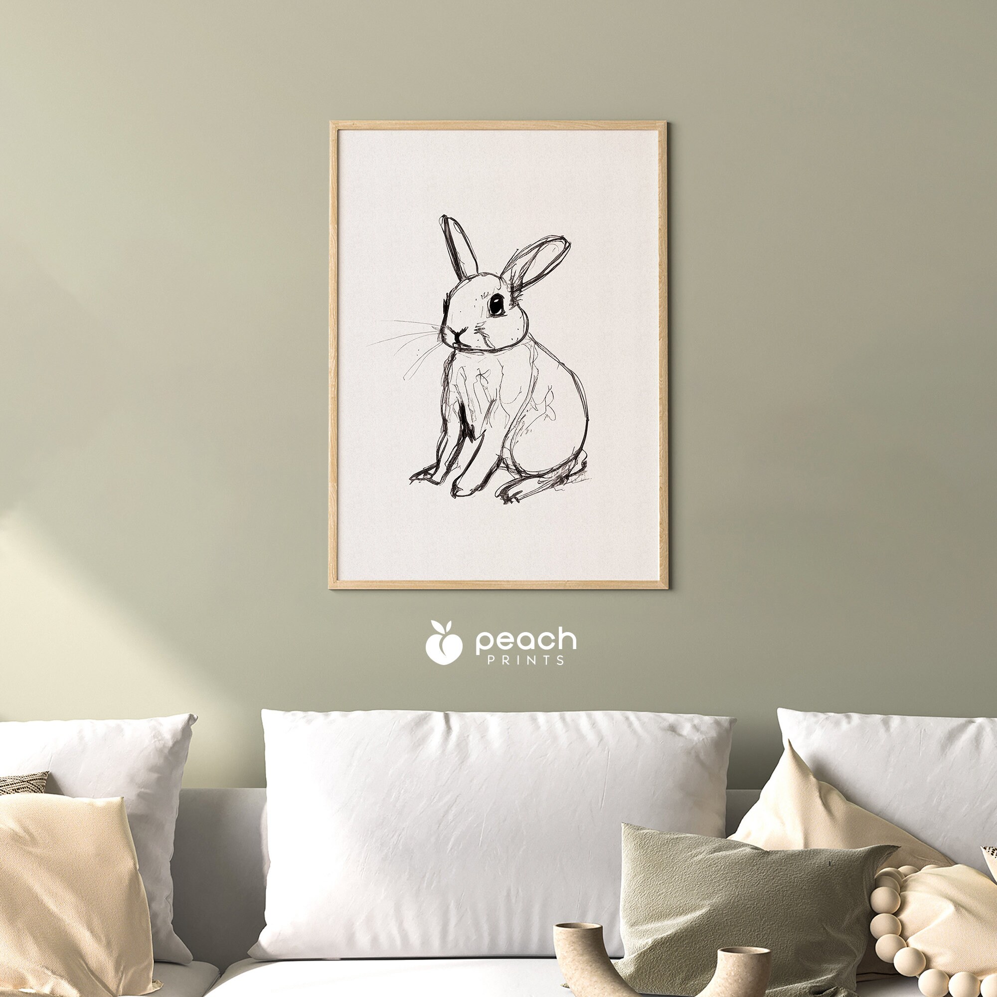 Rabbit Sketch Drawing Printable Spring Bunny Print Easter - Etsy UK