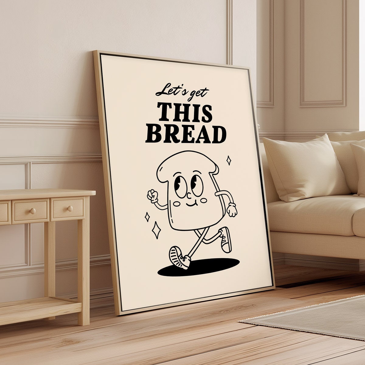 Let's Get This Bread Print, Retro Mascot Art Print, Retro Cartoon ...