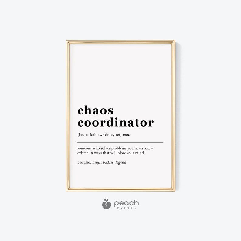 Chaos Coordinator Definition Printable Art Office Gift Ideas - Etsy