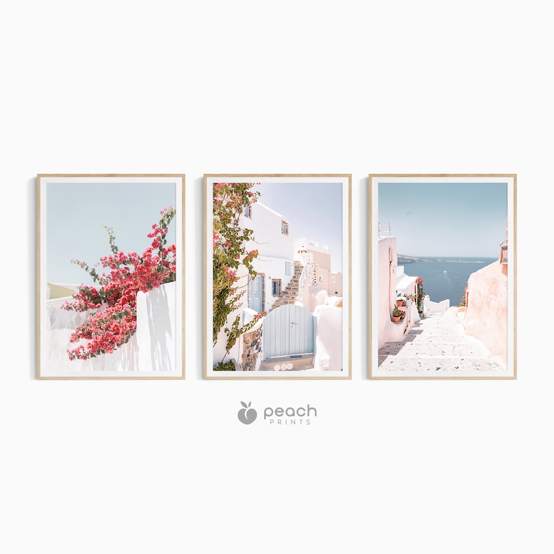 Greece Prints Set of 3, Santorini Print, Modern Minimalist Poster ...