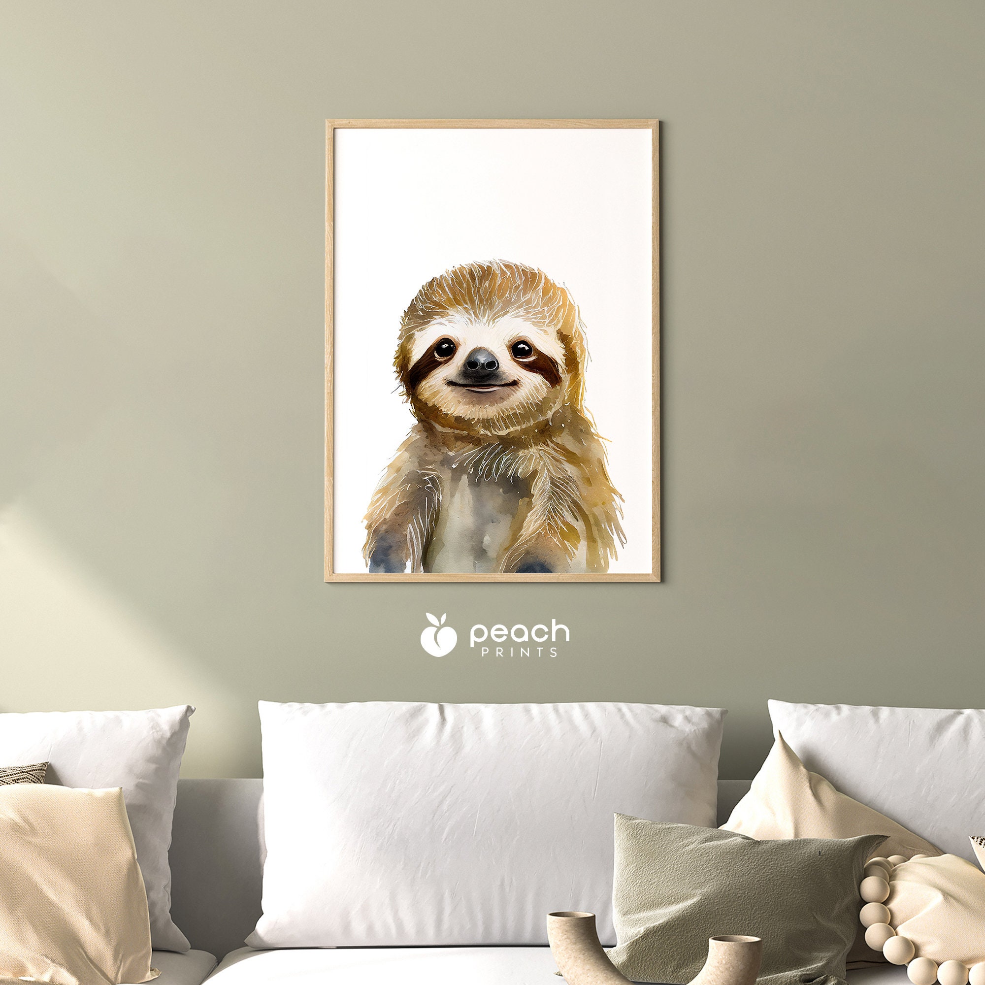Sloth Watercolor Painting, Printable, Nursery Wall Art Decor, Printable ...