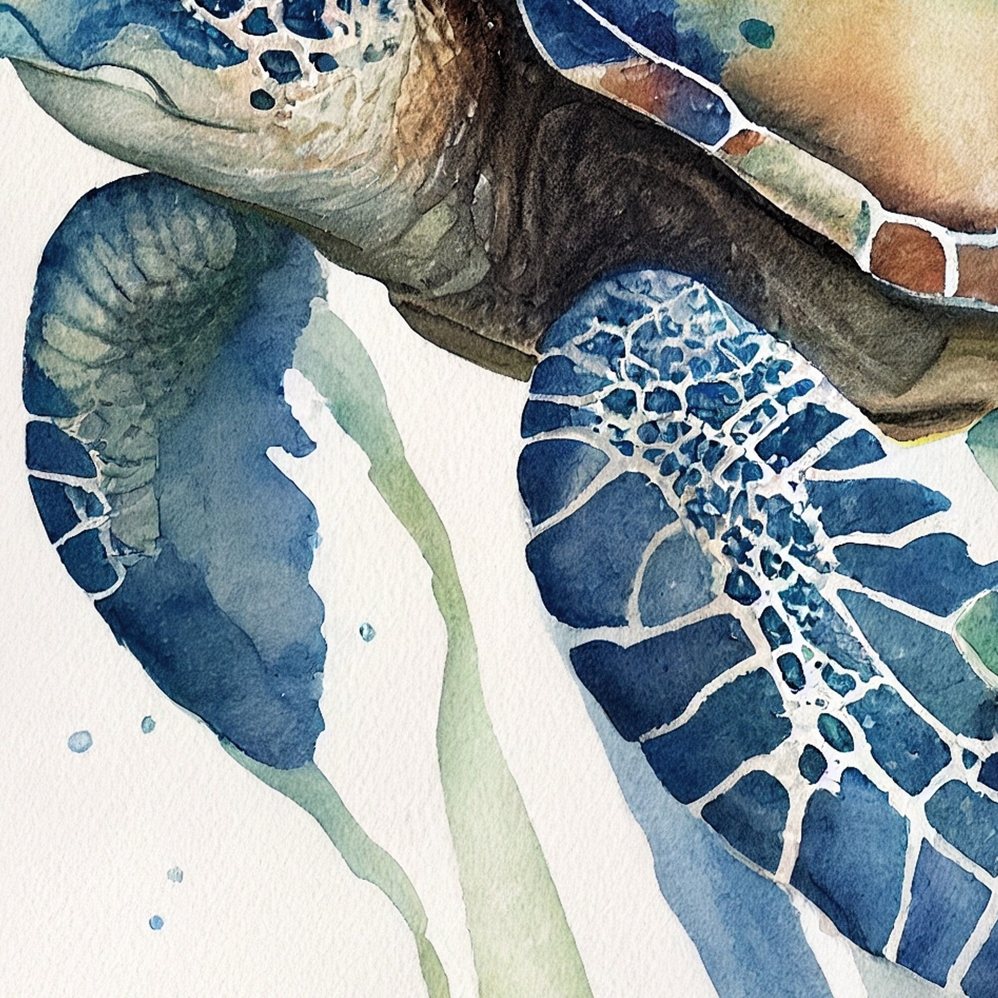 Sea Turtle Watercolor Wall Art, Printable, Sea Life Wall Decor, Coastal ...