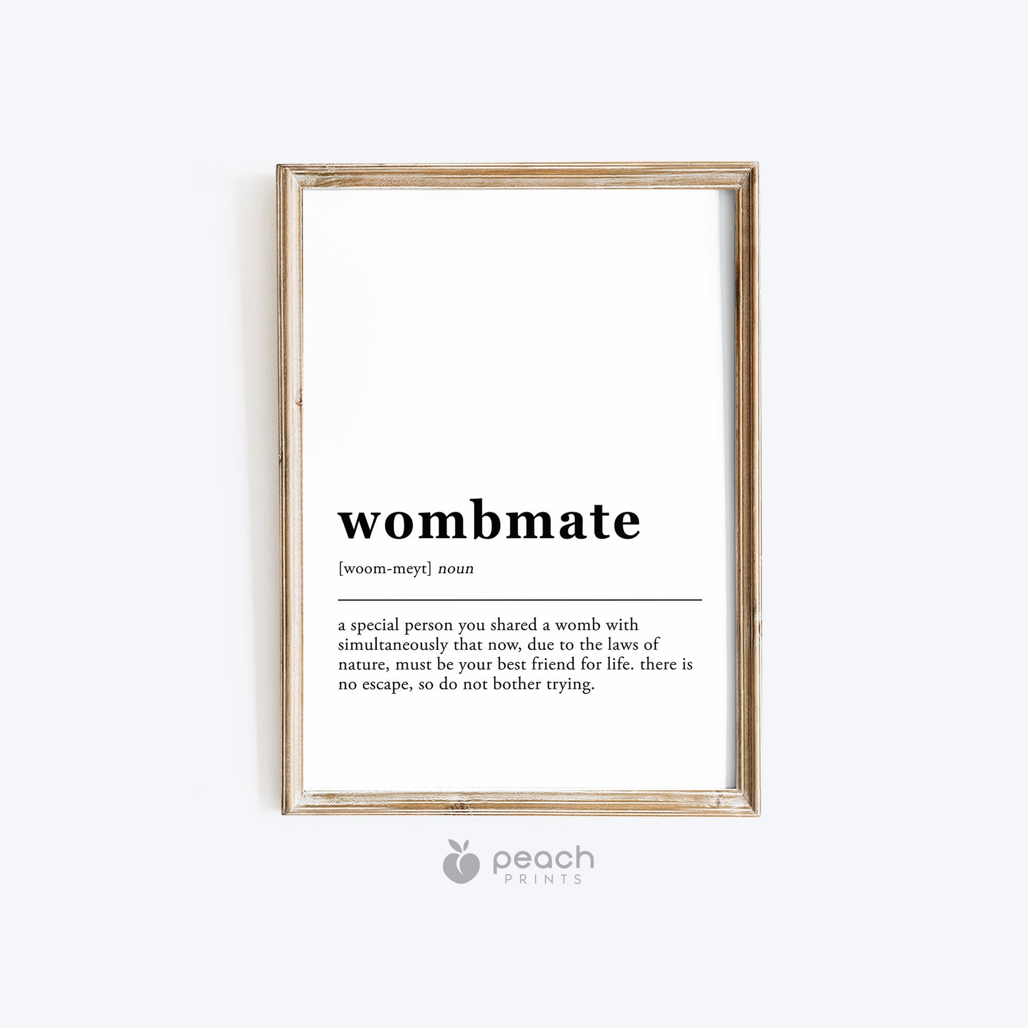 Wombmate Definition Print, Printable Art, Twins Nursery Decor, Twin ...
