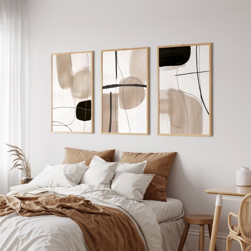 Modern Neutral Abstract Gallery Wall Art Set of 3 Beige Earth - Etsy