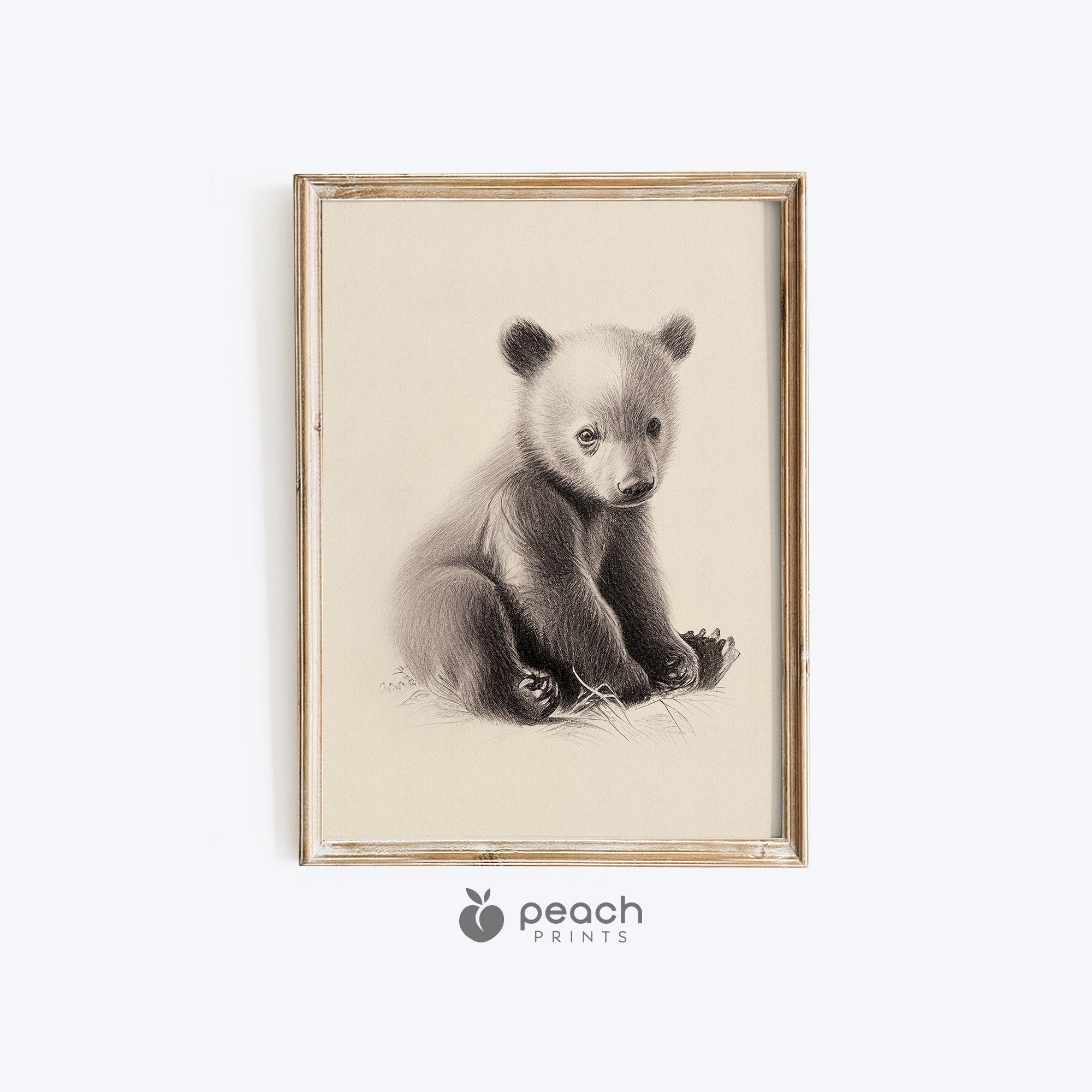 Woodland Baby Bear Drawing, Printable, Bear Print, Nursery Wall Art ...