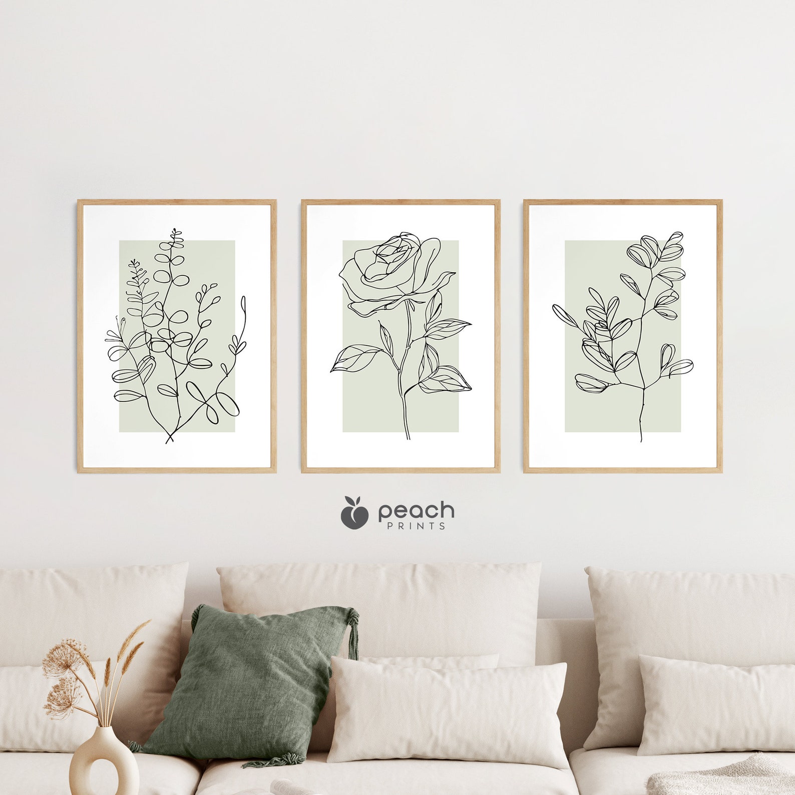 Botanical Sage Line Art, Set of 3 Sage Plant Prints, Modern Minimalist ...
