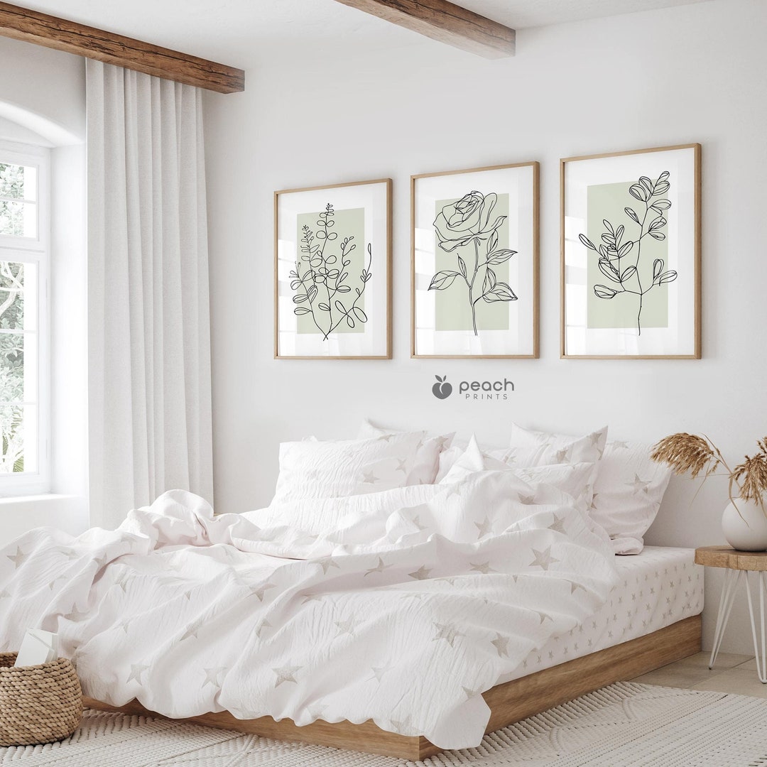 Botanical Sage Line Art Set of 3 Sage Plant Prints Modern - Etsy