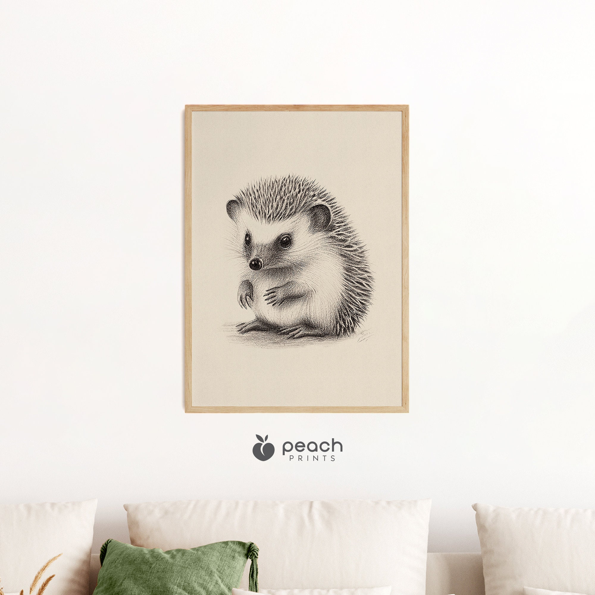 Woodland Baby Hedgehog Drawing, Printable, Hedgehog Print, Nursery Wall ...