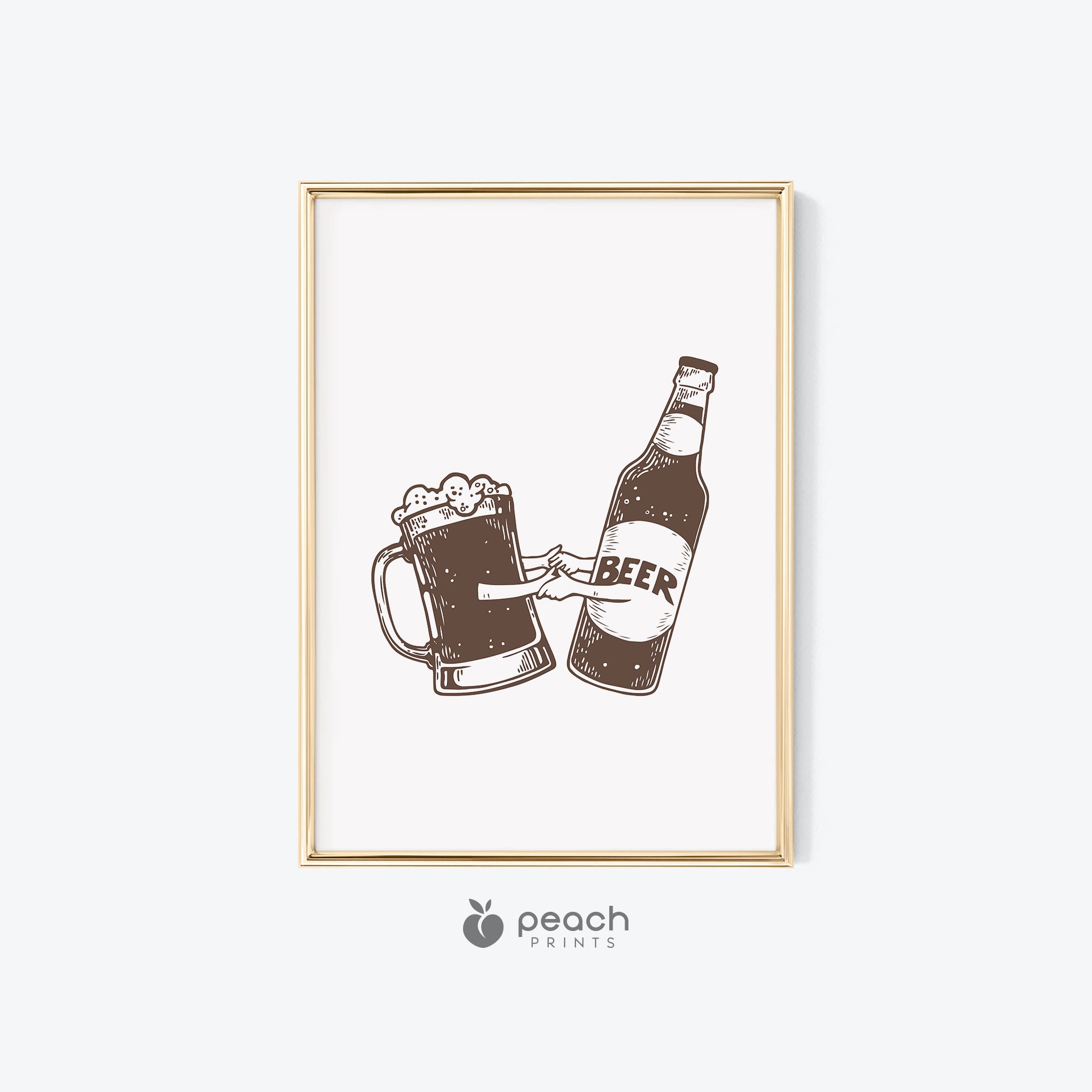 Beer Art Print, Printable Art, Dancing Beer Mug and Bottle, Funny Bar ...