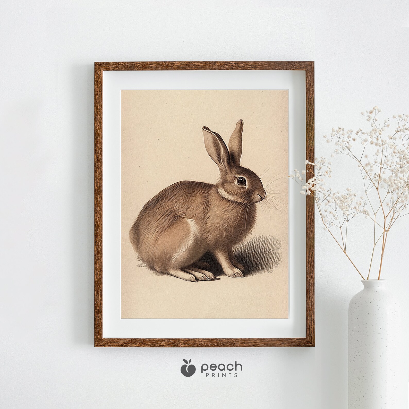 Spring Brown Rabbit Print, Printable, Easter Art Prints, Nursery Wall ...