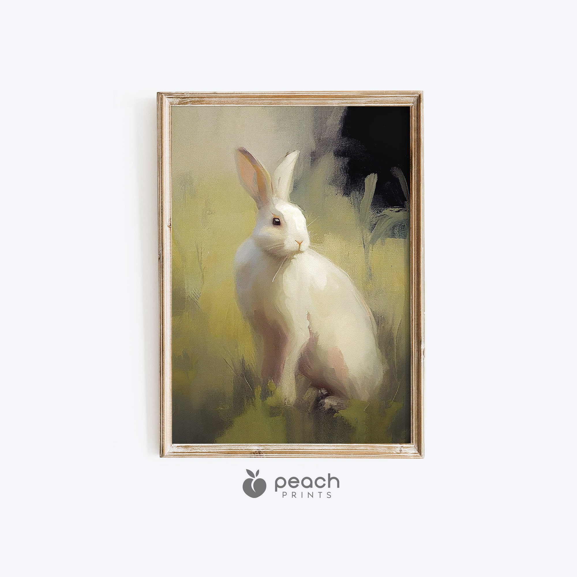 Spring White Rabbit Print, Printable, Easter Art Prints, Nursery Wall ...