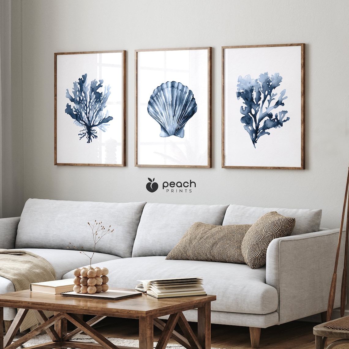Navy Blue Nautical Printable Wall Art, Set of 3, Beach House Art ...