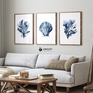 Navy Blue Nautical Printable Wall Art, Set of 3, Beach House Art ...