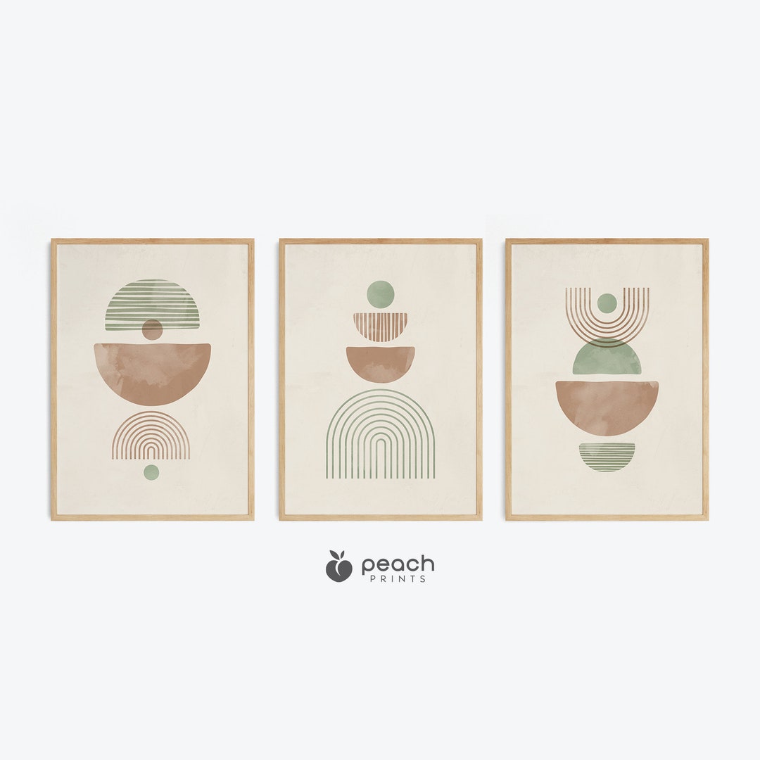 Boho Abstrakte Wand Kunst Drucke, 3er-Set, geometrische Kunst, Printable Modern, Boho Wand-Dekor ...