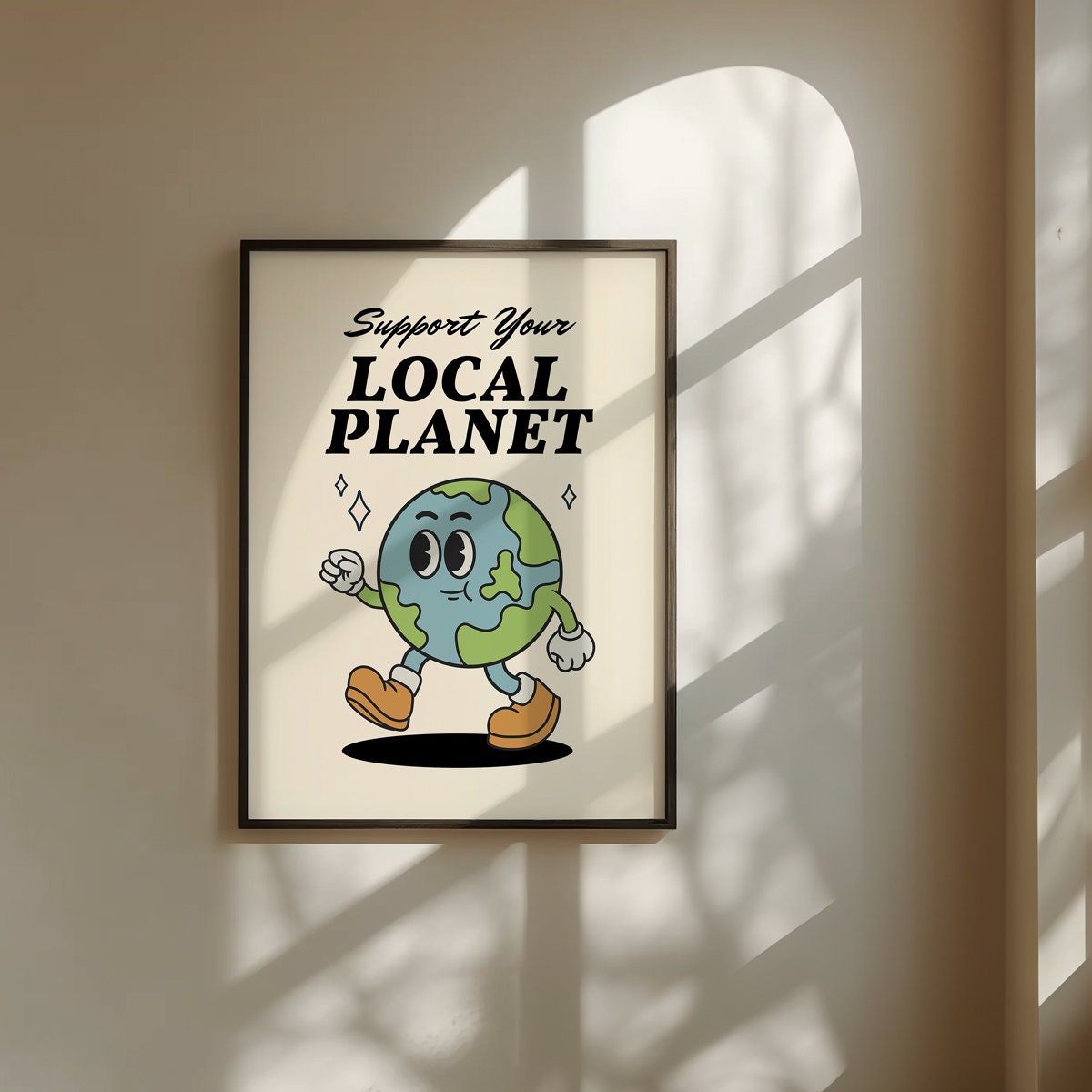 Retro Planet Poster, Earth Retro Character Print, Retro Mascot, School ...