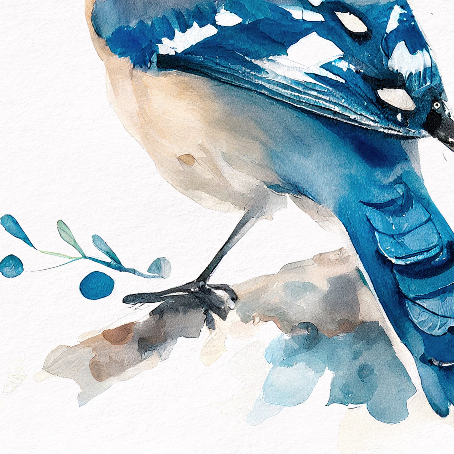 Set of 4 Bird Prints, Printable Art, Watercolor Birds, Blue Jay ...