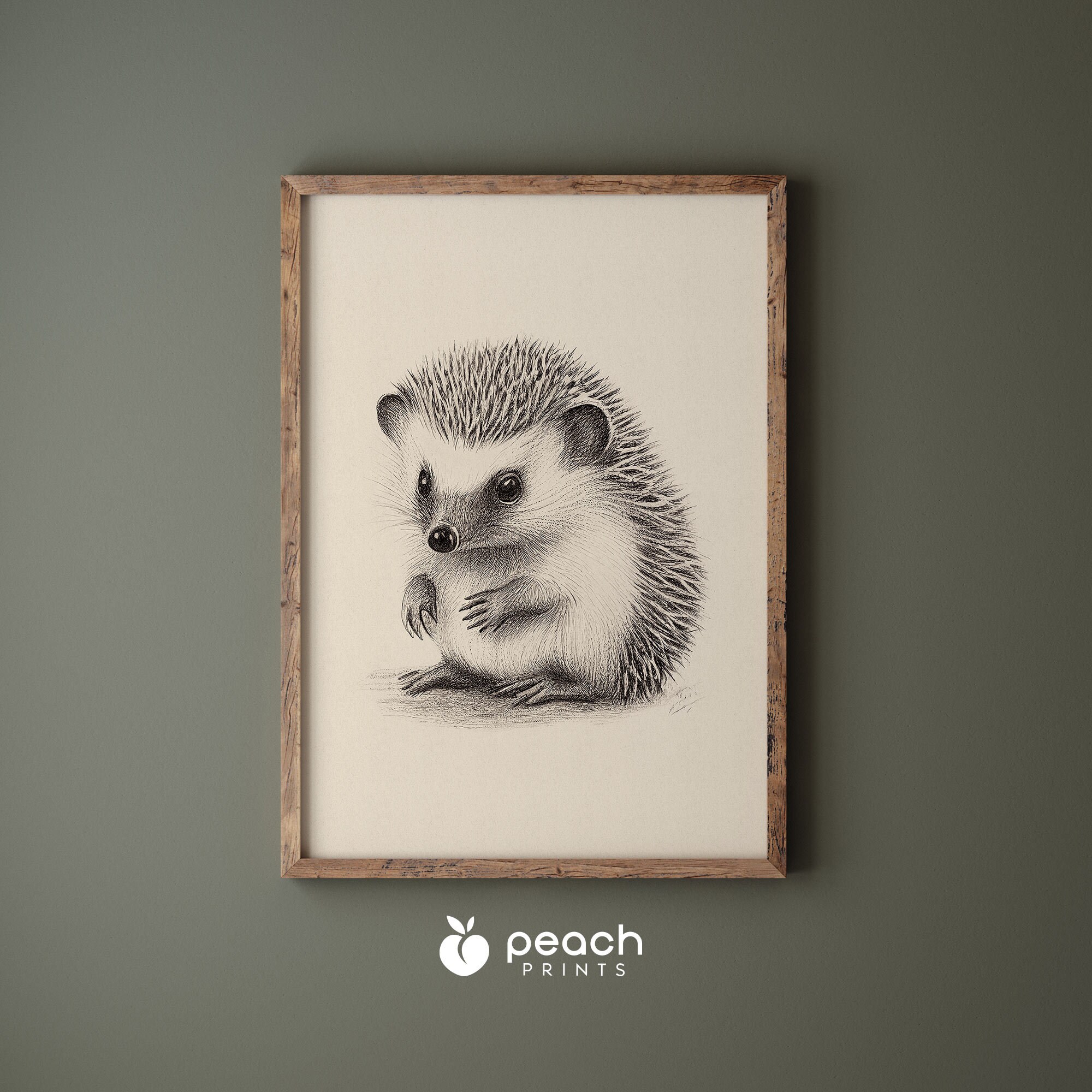 Woodland Baby Hedgehog Drawing, Printable, Hedgehog Print, Nursery Wall ...