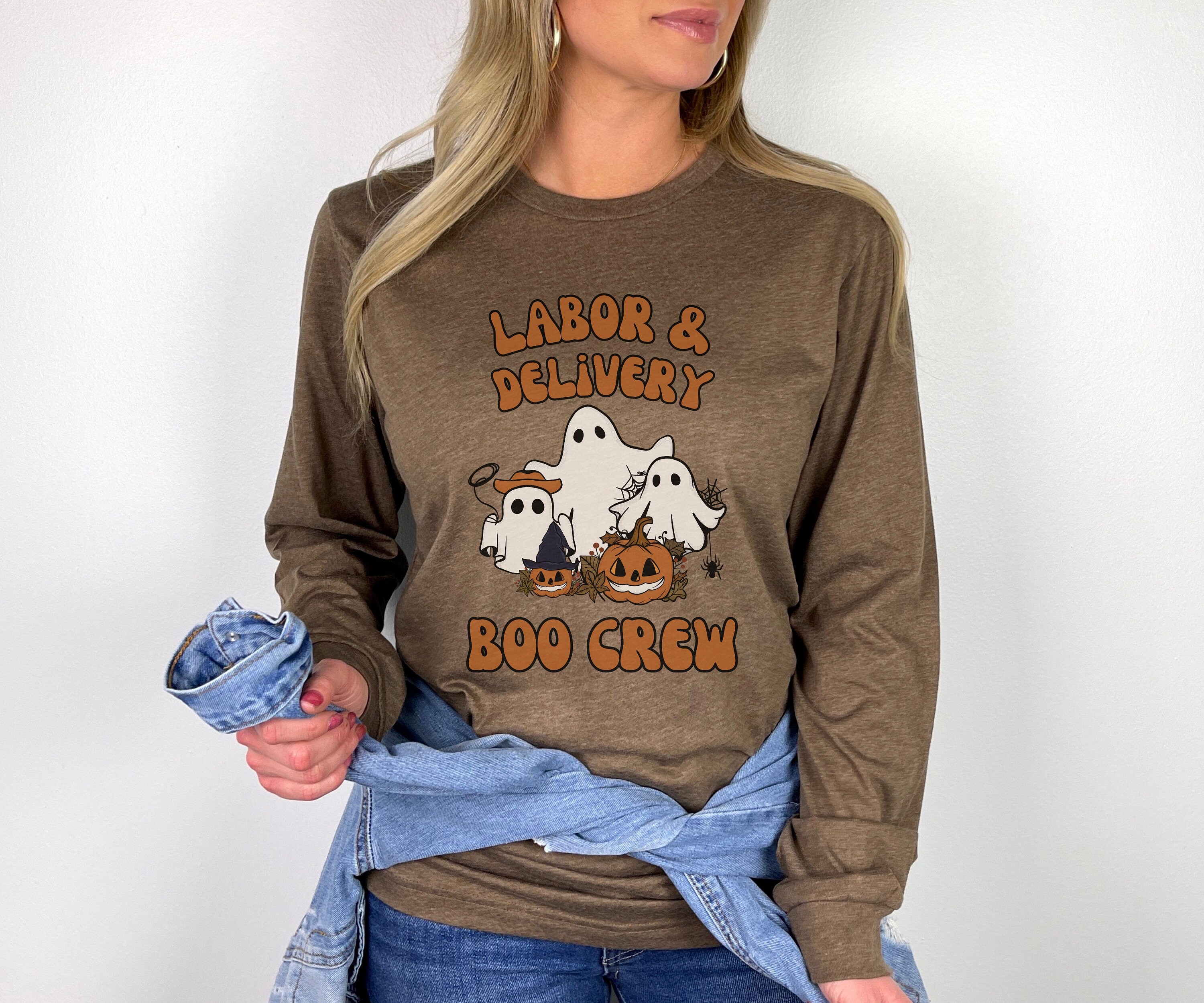 Retro Labor & Delivery Boo Crew Halloween Long Sleeve Shirt - Etsy