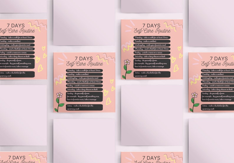 Self Care Routine, Template for Self Care, 7-day-routine, Printable ...