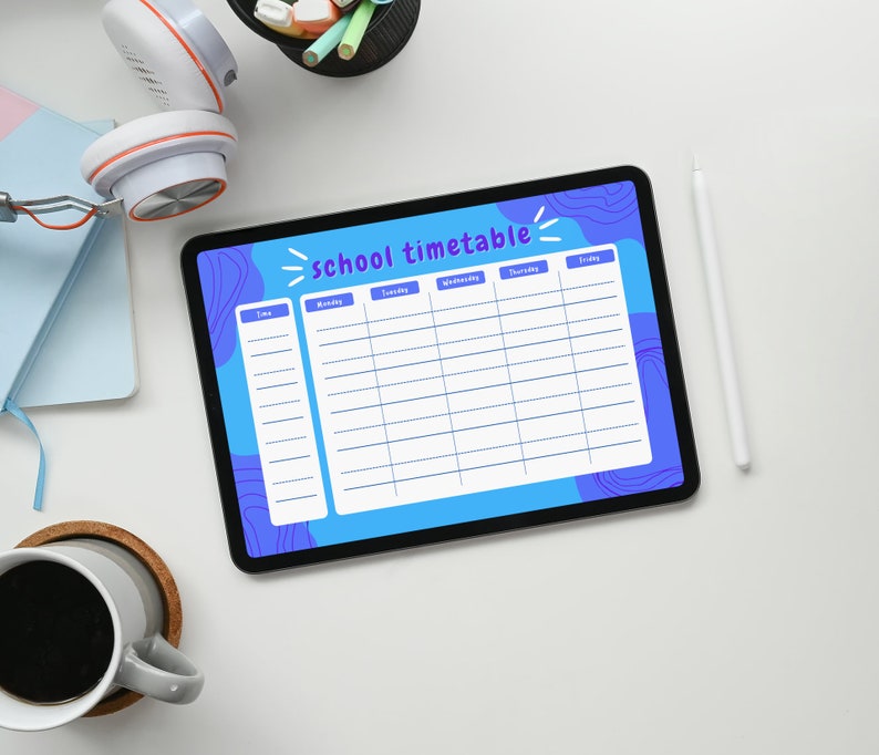 Digital & Printable Timetable, Custom School Schedule, Instant Download ...