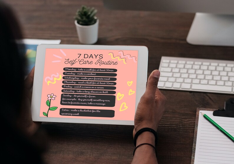Self Care Routine, Template for Self Care, 7-day-routine, Printable ...