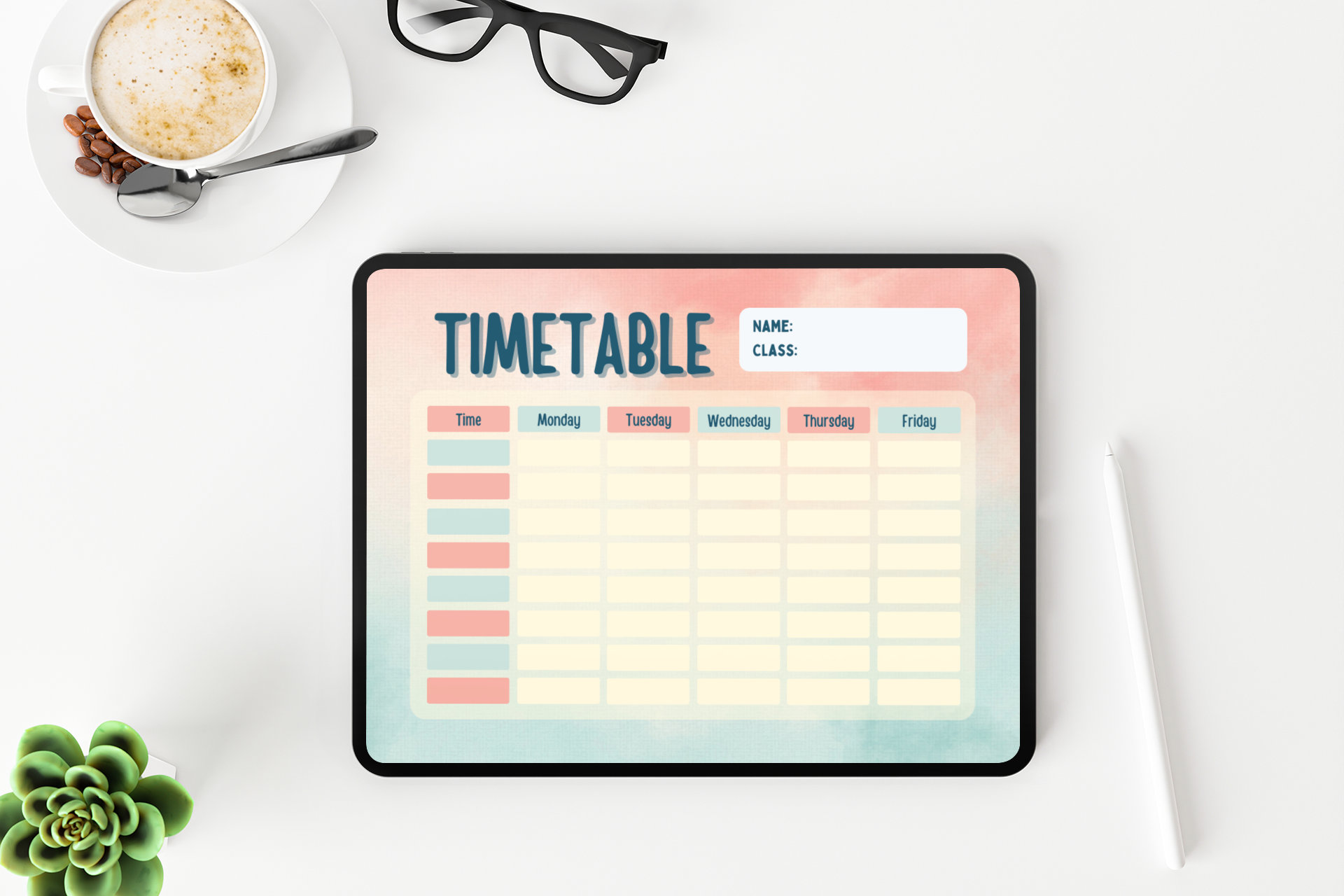 Digital Timetable, Printable School Schedule, Instant Download ...