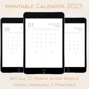 2023 Calendar, 12x Digital Pages, Printable, Instant Download, To-do ...